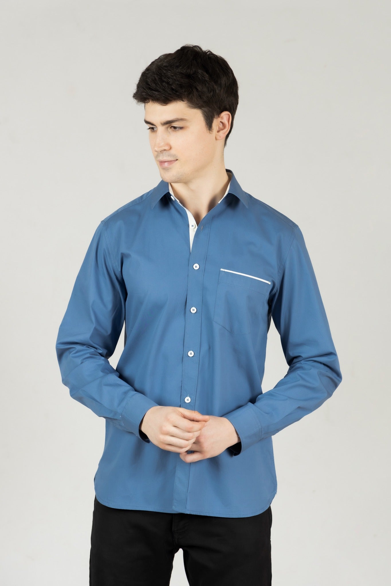 Buy Ash Blue Contrast Men Shirt online in India | OZMOD
