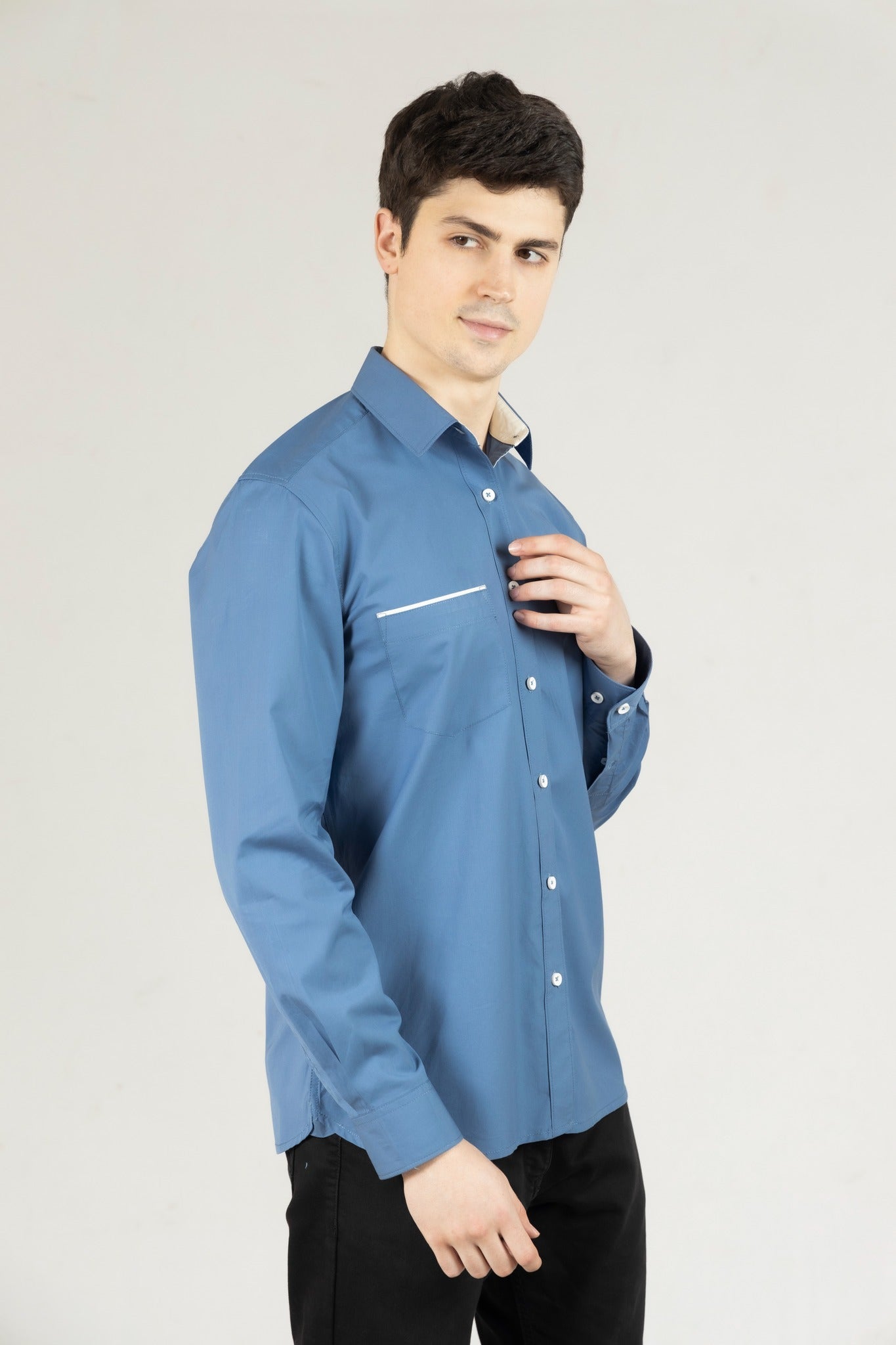 Buy Ash Blue Contrast Men Shirt online in India | OZMOD