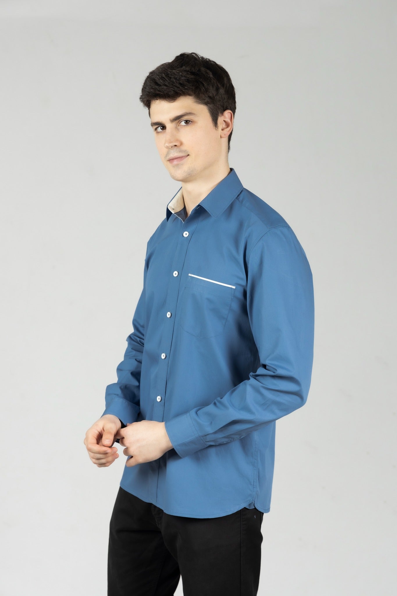 Buy Ash Blue Contrast Men Shirt online in India | OZMOD