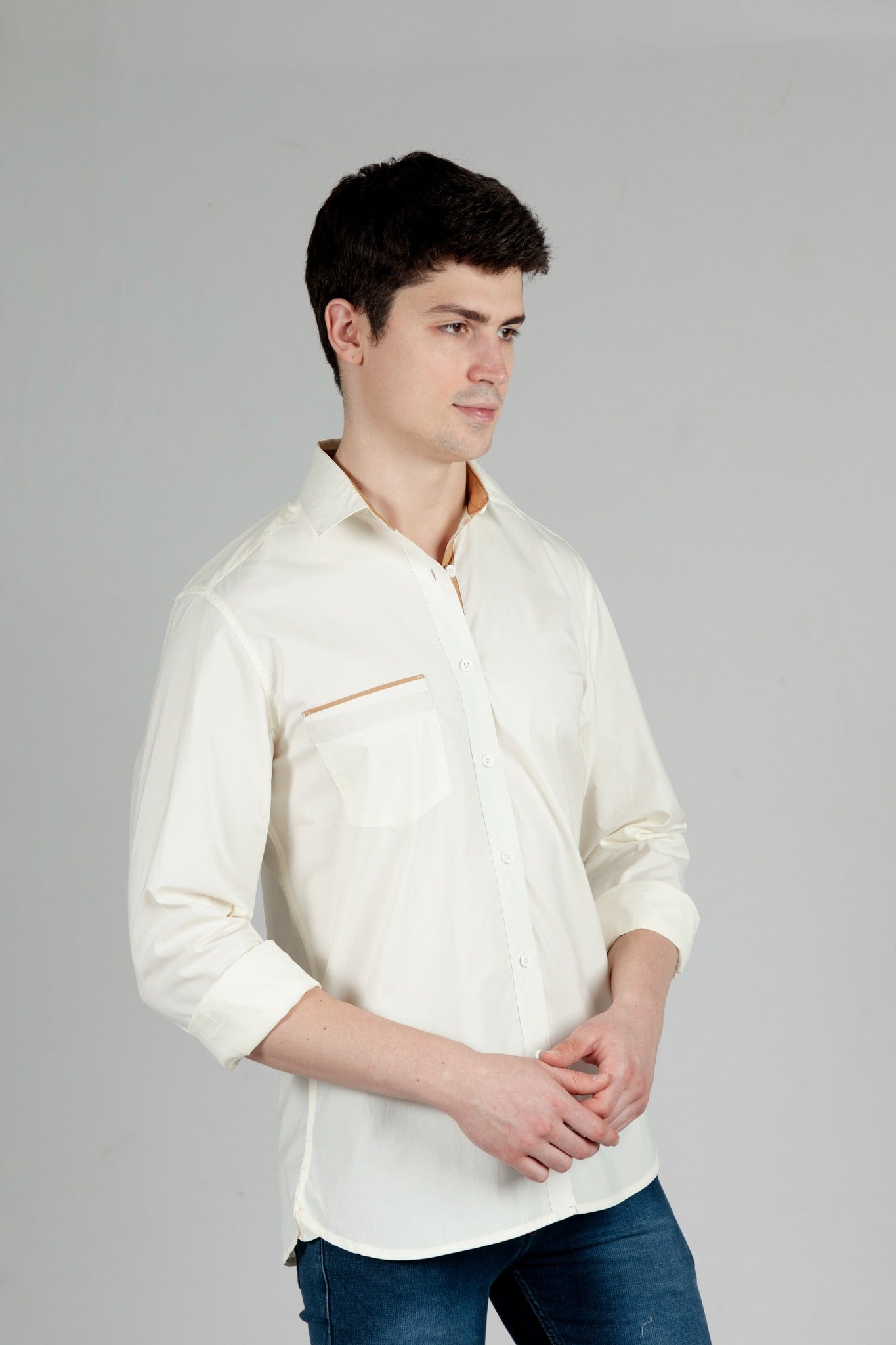 Buy Off White Contrast Men Shirt online in India – OZMOD