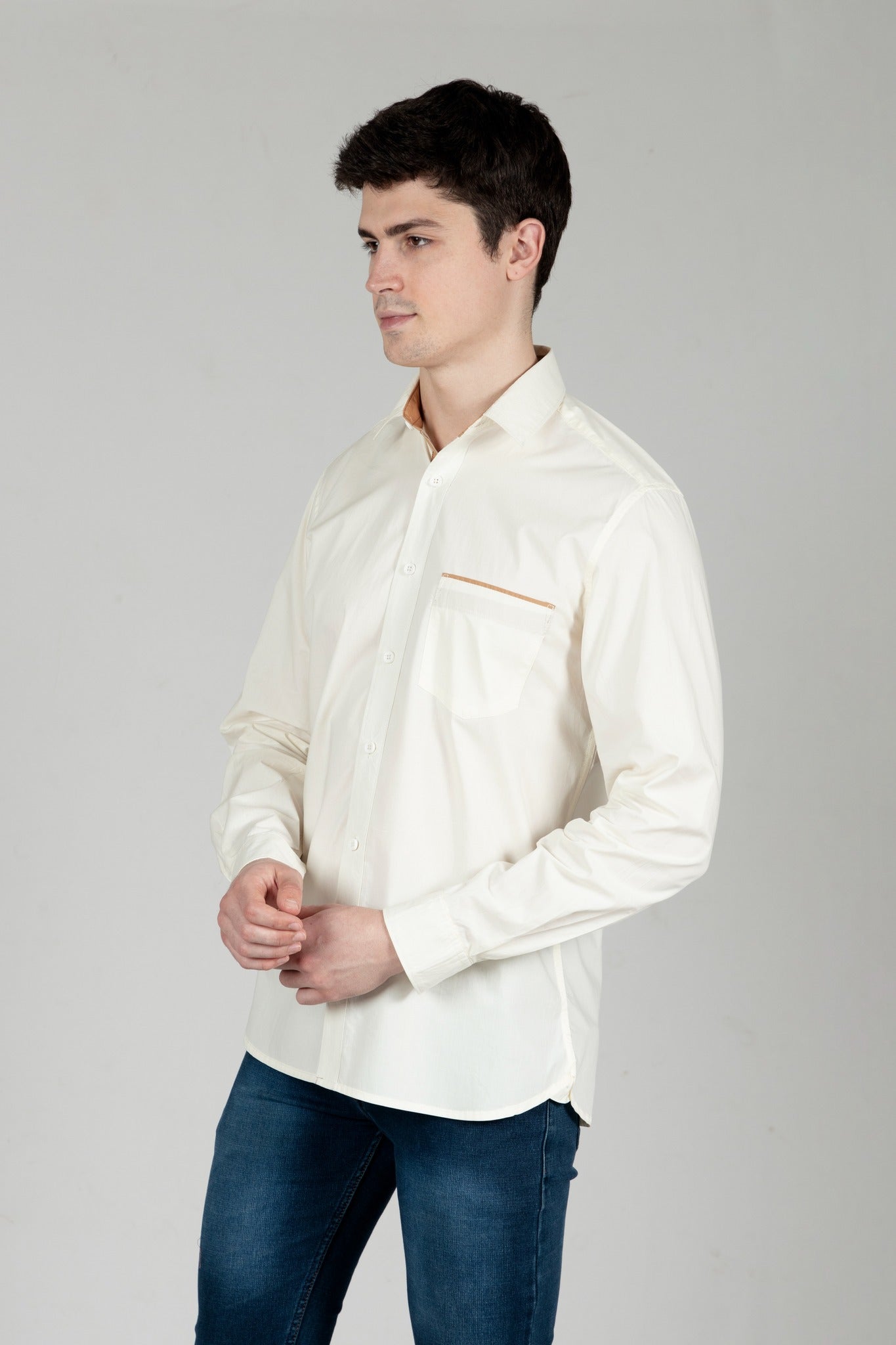 Buy Off White Contrast Men Shirt online in India – OZMOD