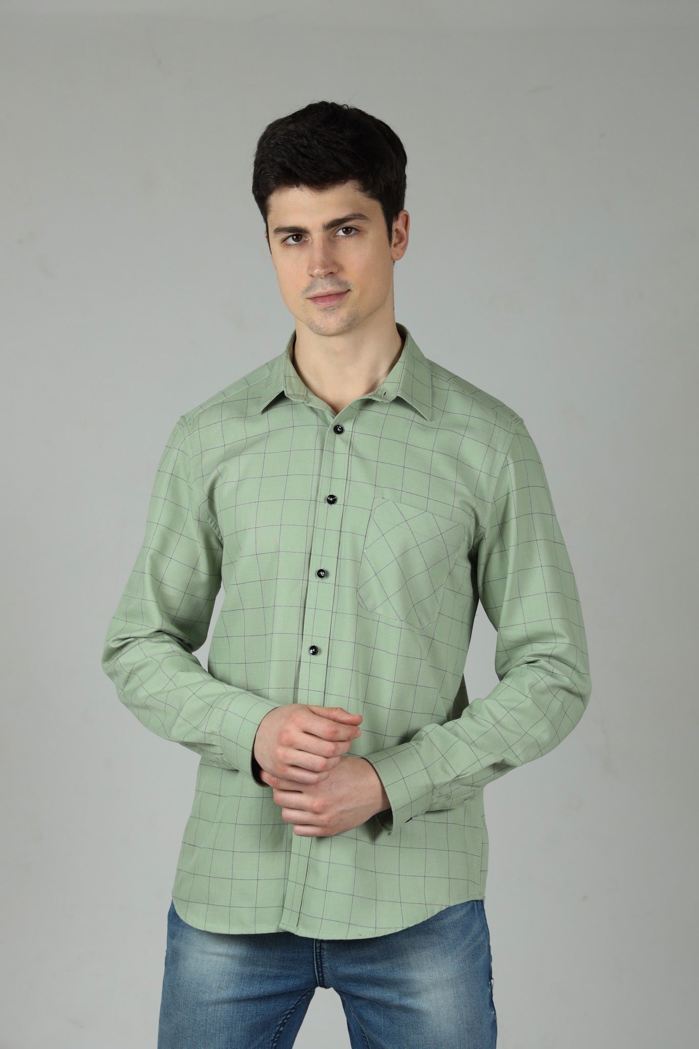 Buy Green Pin Checks Shirt online in India | OZMOD