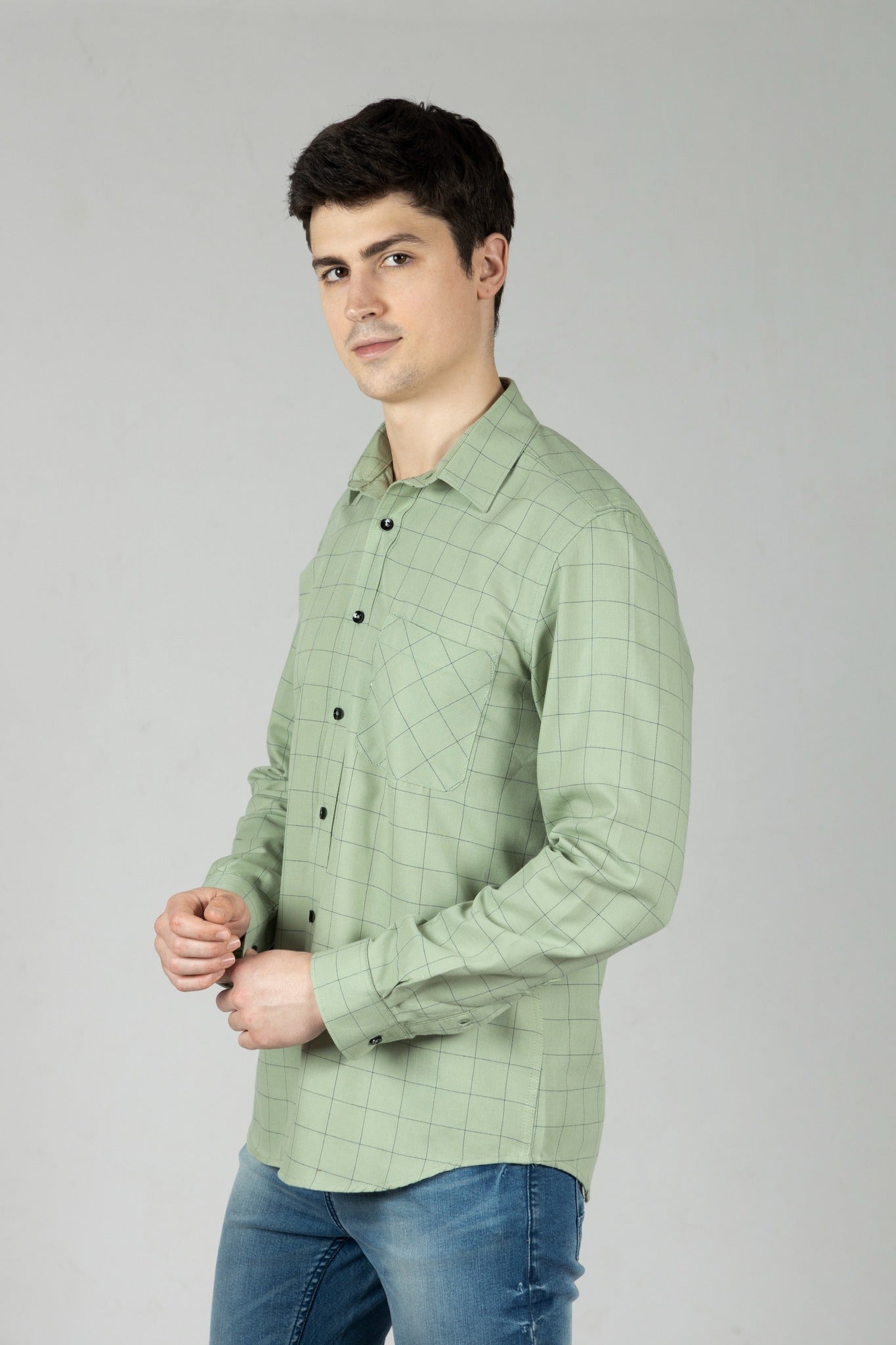 Buy Green Pin Checks Shirt online in India | OZMOD
