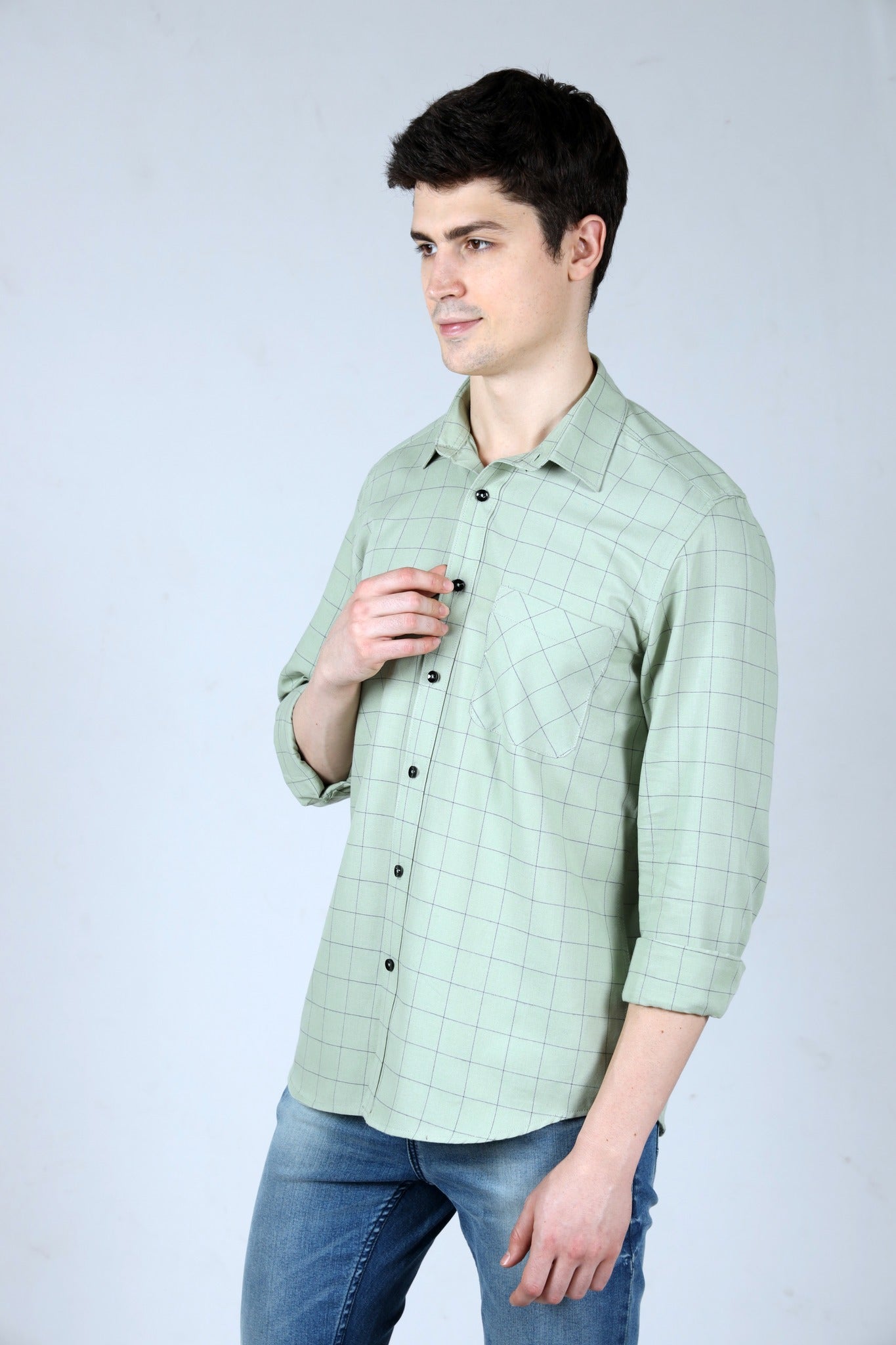 Buy Green Pin Checks Shirt online in India | OZMOD