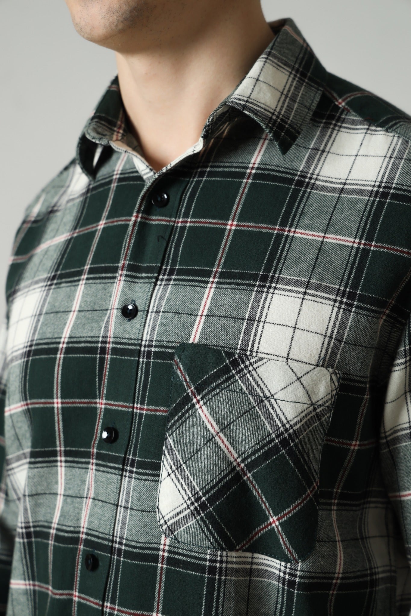 Buy Online Green White Checks Men Shirt | OZMOD